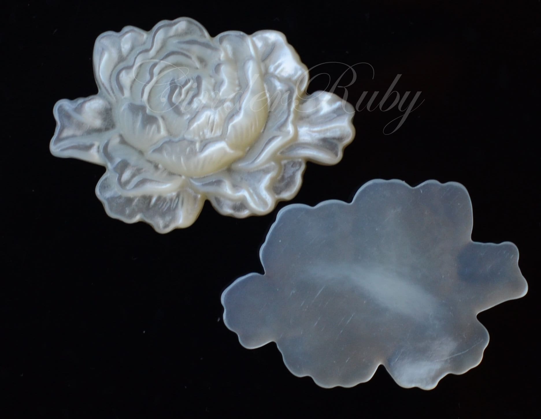 Natural MOP Peony Flower, White Shell Peony Pendant Bead,23x33mm White ...