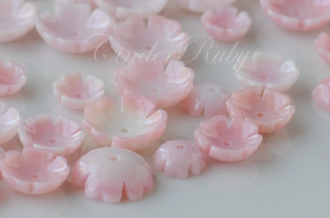 Exquisite Natural Pink Conch Flower Beadsengraved Pink MOP - Etsy