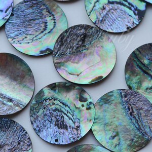 40 Mm Abalone Shell Circle Pendants, Green Hue Abalone Discs - Etsy