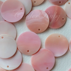 25 Mm Conch Shell Disc, Pink MOP Circle Pendant, Pink Mother of Pearl ...