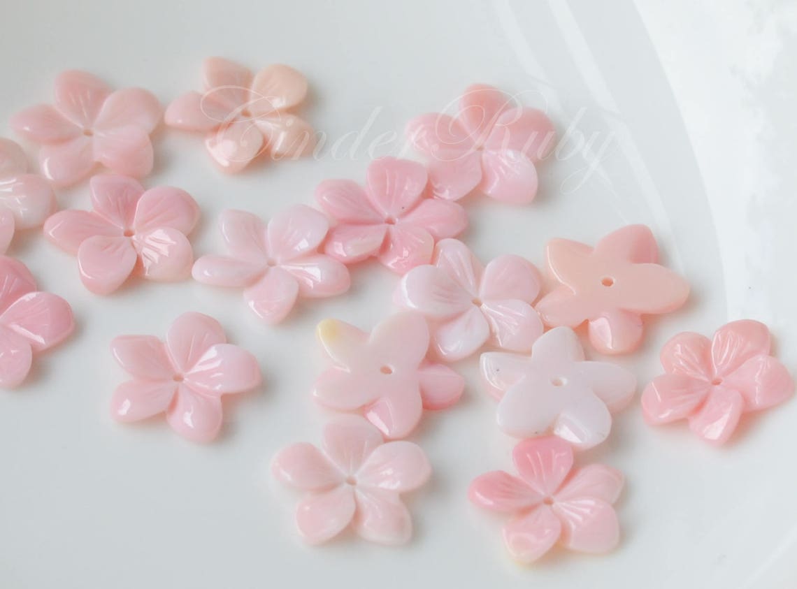 Pink Mother of Pearl Shell Beads,pink MOP Forget Me Not Flowers,natural ...