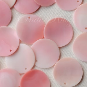 30 Mm Conch Shell Disc, Pink MOP Circle Pendant, Pink Mother of Pearl ...