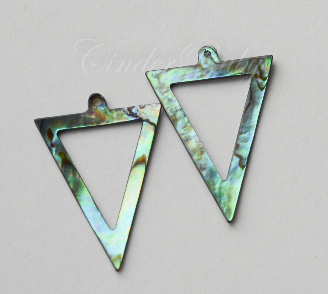 25x35 Mm Abalone Triangle Loops, Large Abalone Modern Geometric Dangle ...