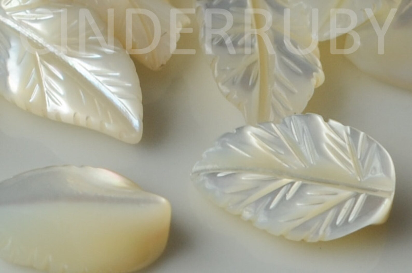 White Shell Leaf White MOP Hand Carved Leaves Top Drilled | Etsy