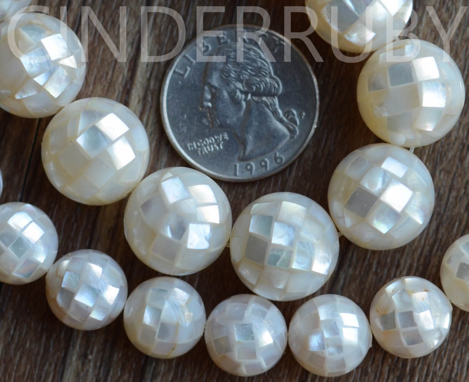White Mosaic Shell Beadsshell Round Beadswhite Mother of - Etsy