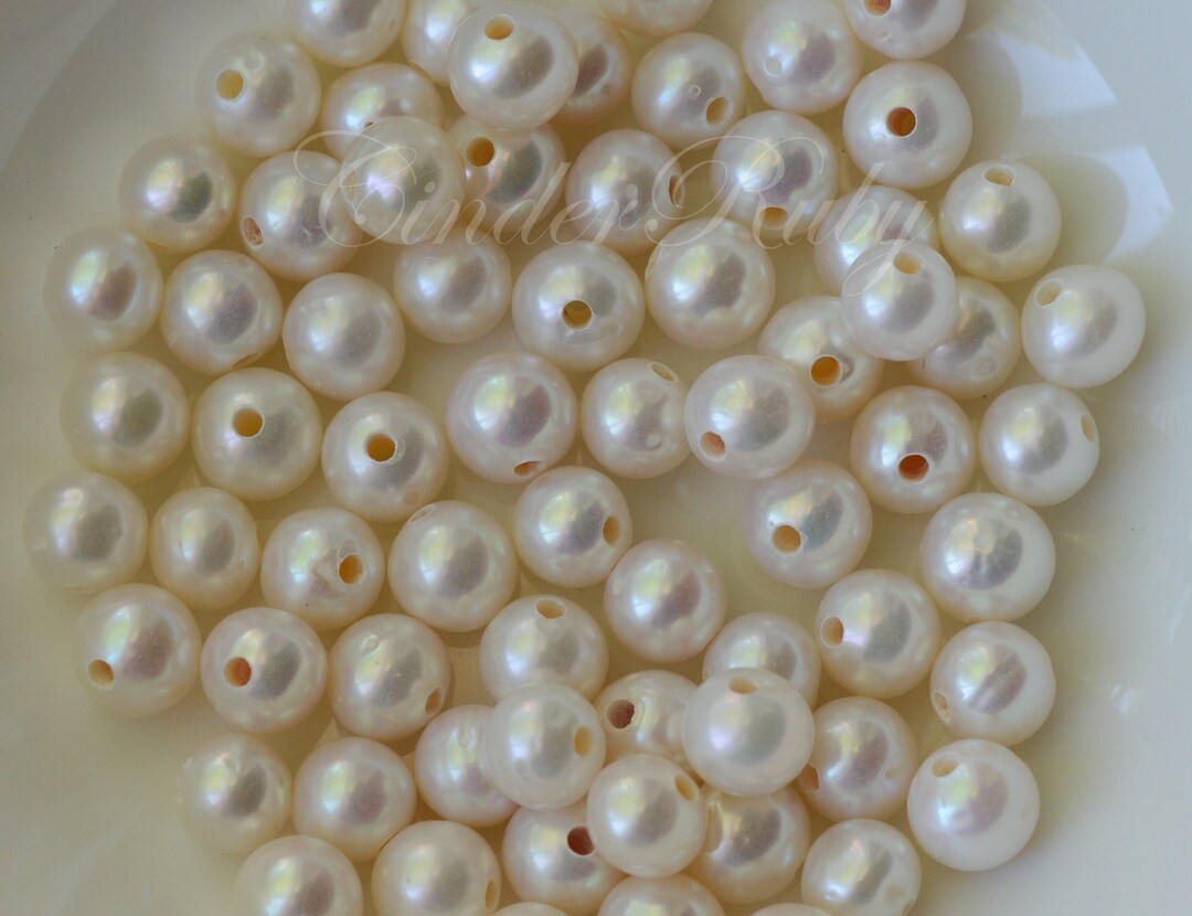 Large Hole Freshwater Pearls,white Freshwater Pearls,8.5-9.5 Mm Nearly ...