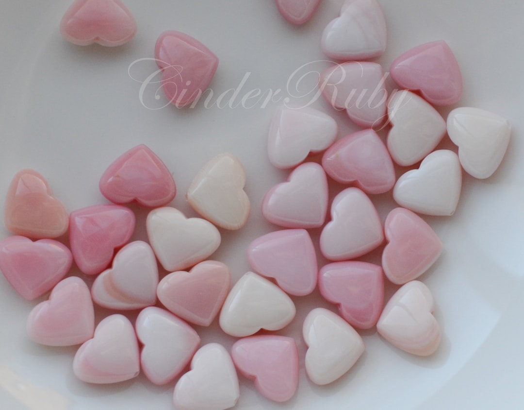 Natural Pink Conch Shell Beads,heart Puffs,small Heart Beads,blush Pink ...