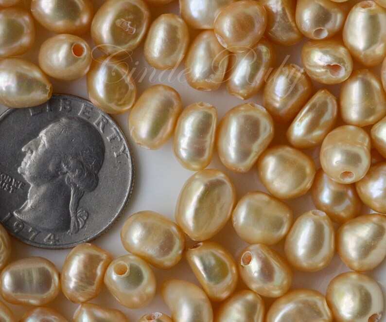 Champagne Nugget Freshwater Pearls Yellowish-Orange Large | Etsy