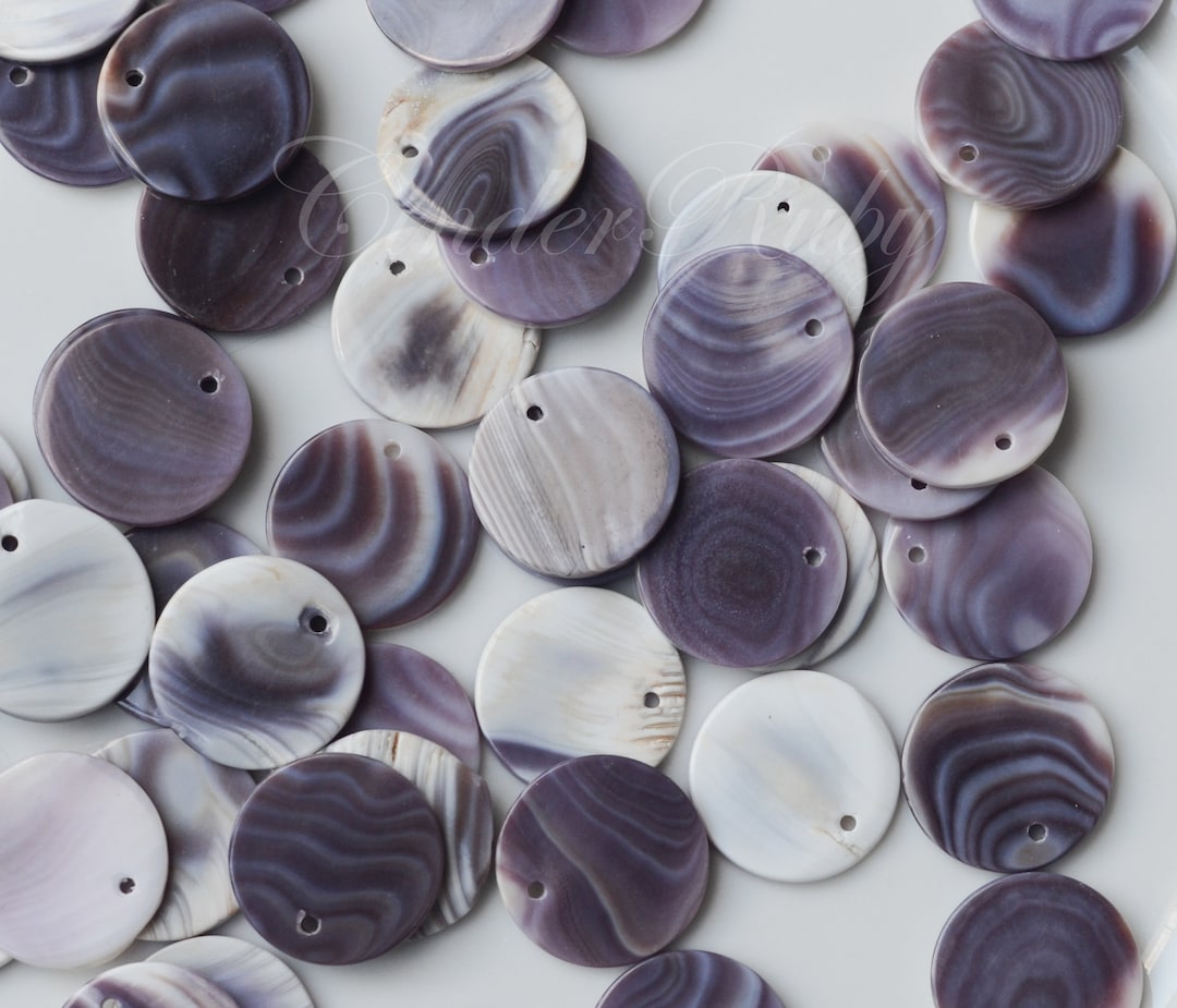 15 Mm Purple Shell Circle Pendants, Wampum Quahog Shell Disc - Etsy