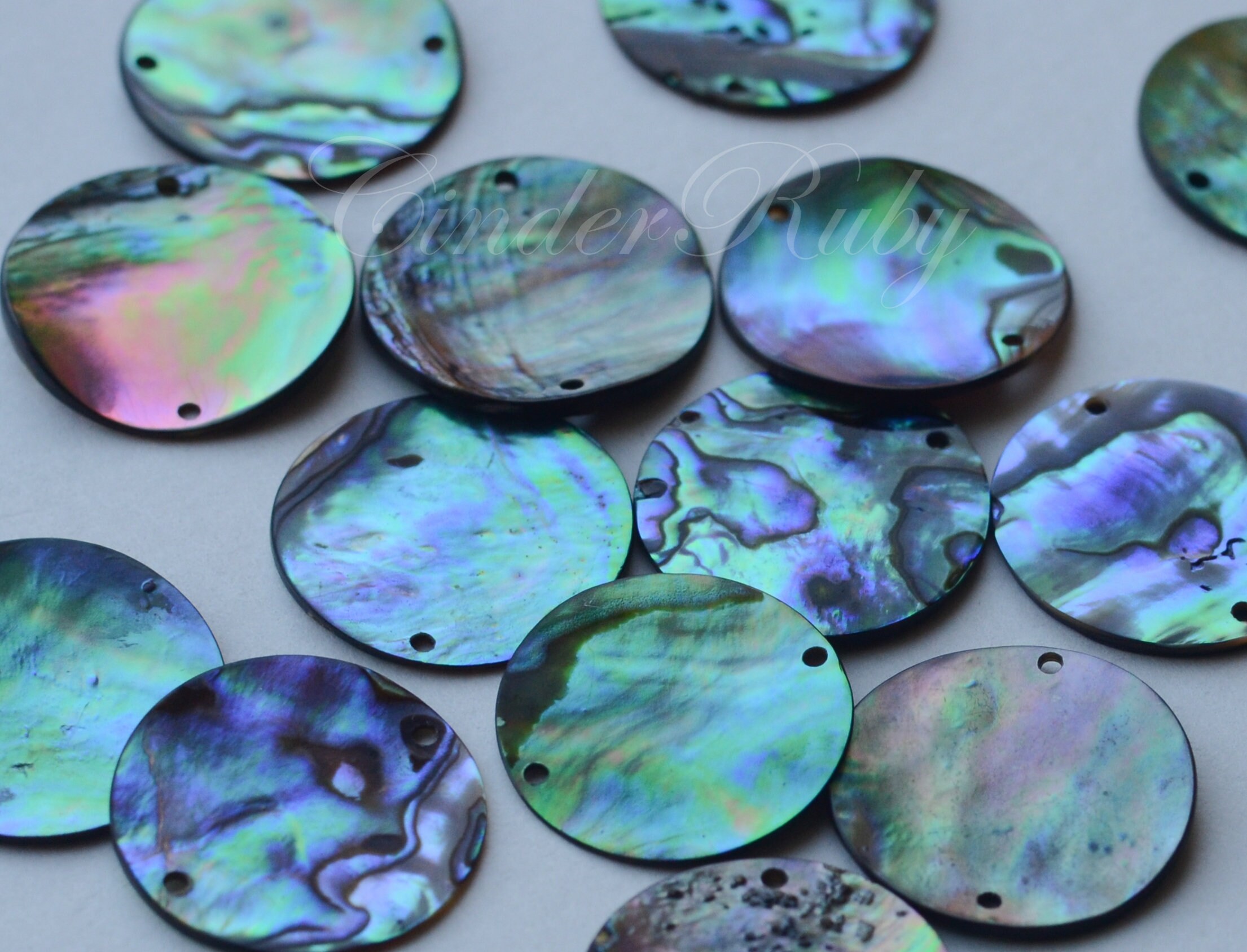 20 Mm Abalone Shell Round Pendants Green Hue Abalone Coin | Etsy