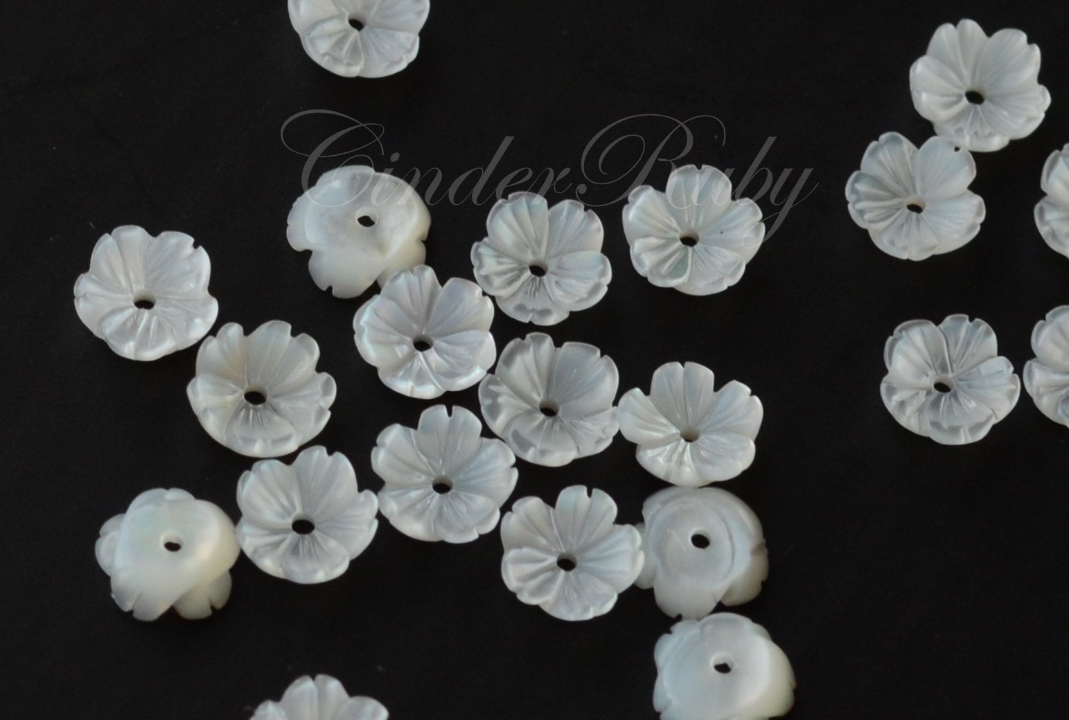 Carved MOP Flower Beads,exquisite White Shell Flower Blossom,white 5 ...