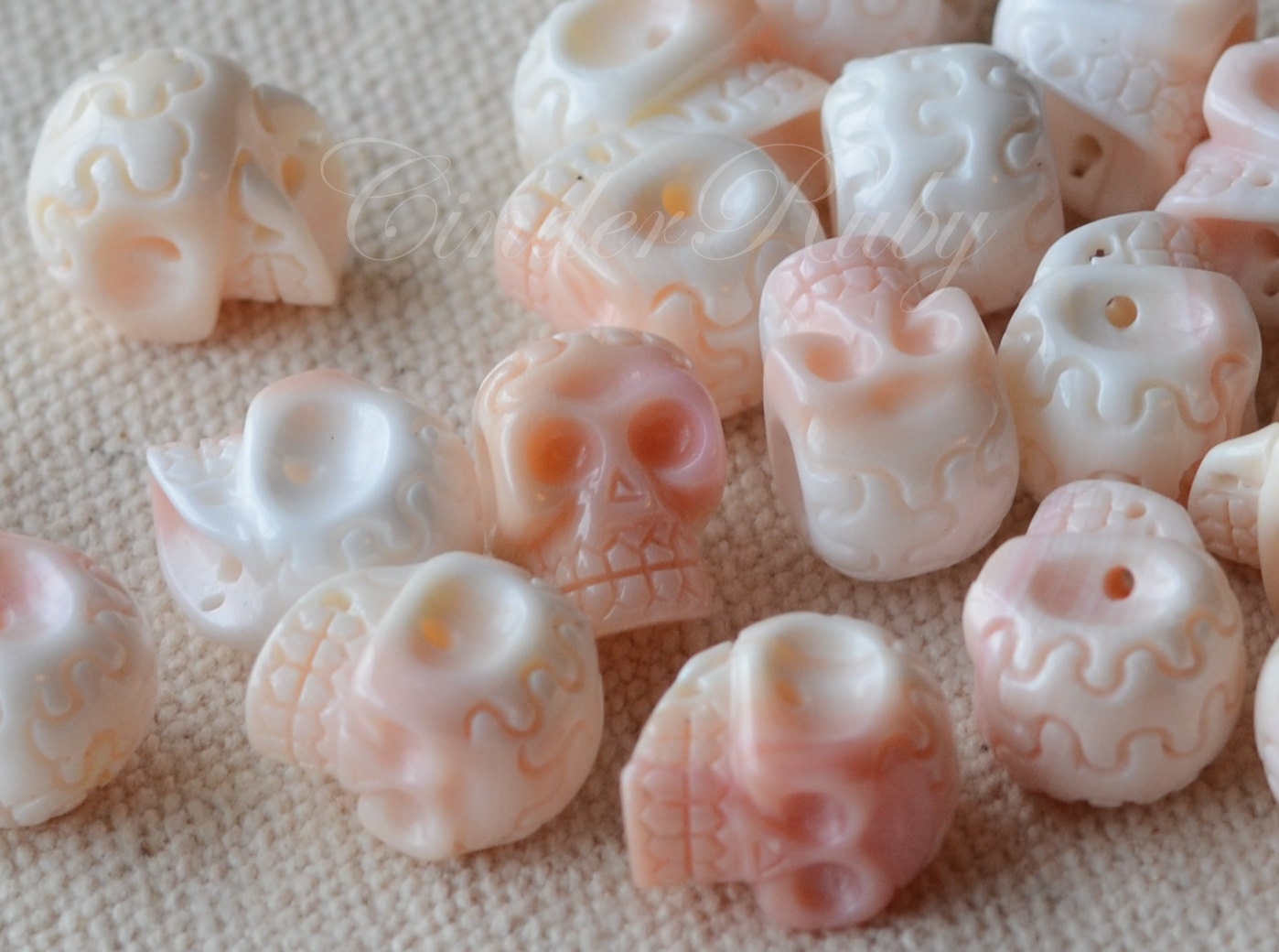 Pink Queen Conch Shell Hand Carved Skull Connector Beadspink | Etsy