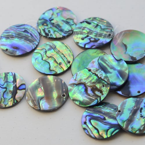 18 Mm Abalone Shell Round Pendants Green Hue Abalone Coin | Etsy
