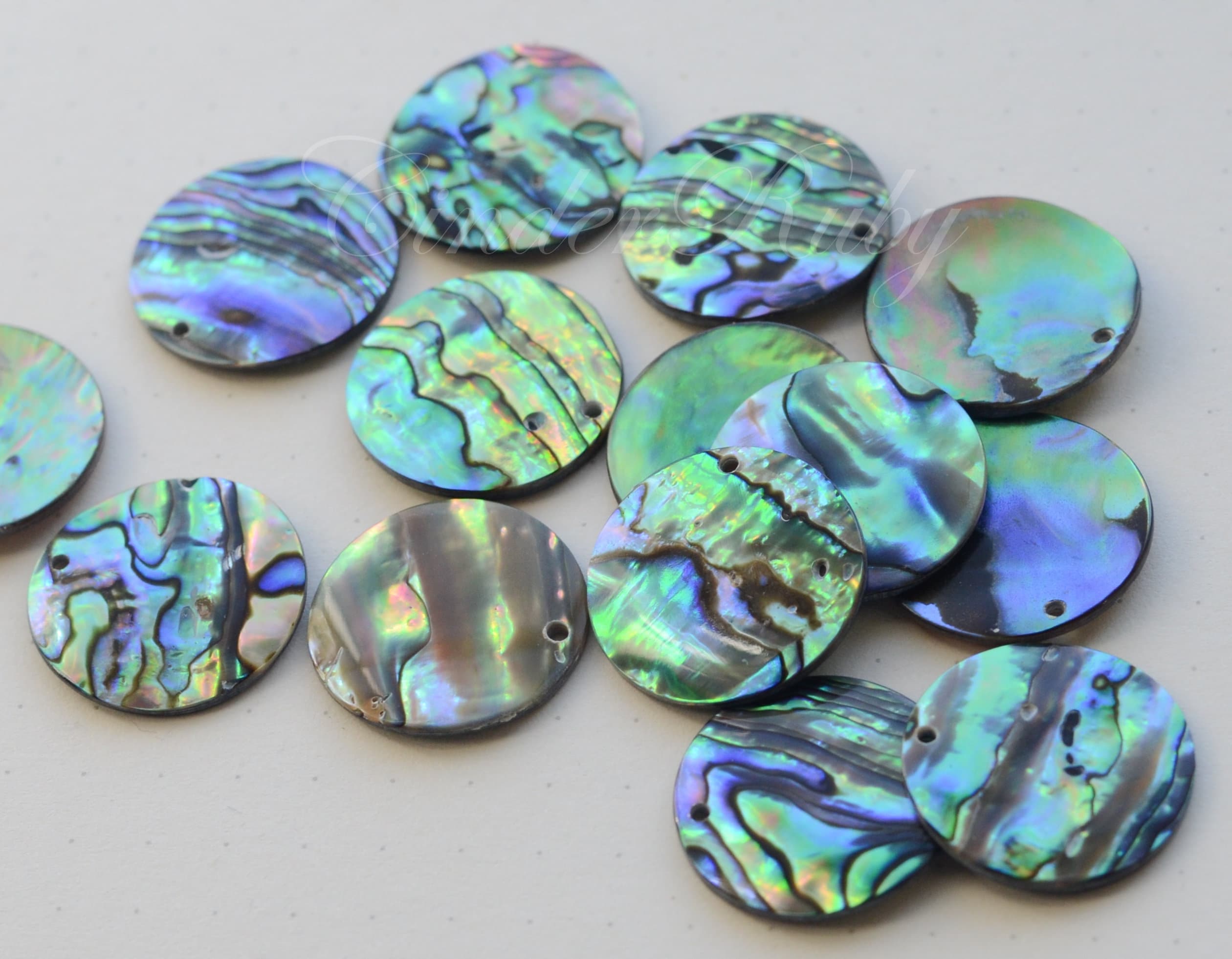 18 Mm Abalone Shell Round Pendants Green Hue Abalone Coin | Etsy