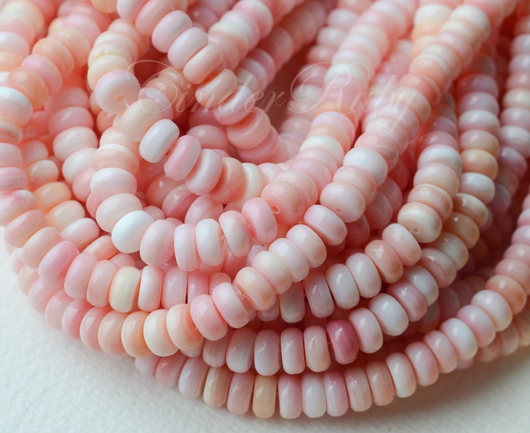 8 Mm Queen Conch Crow Roller Beads, Natural Pink Conch Shell Drum Beads ...