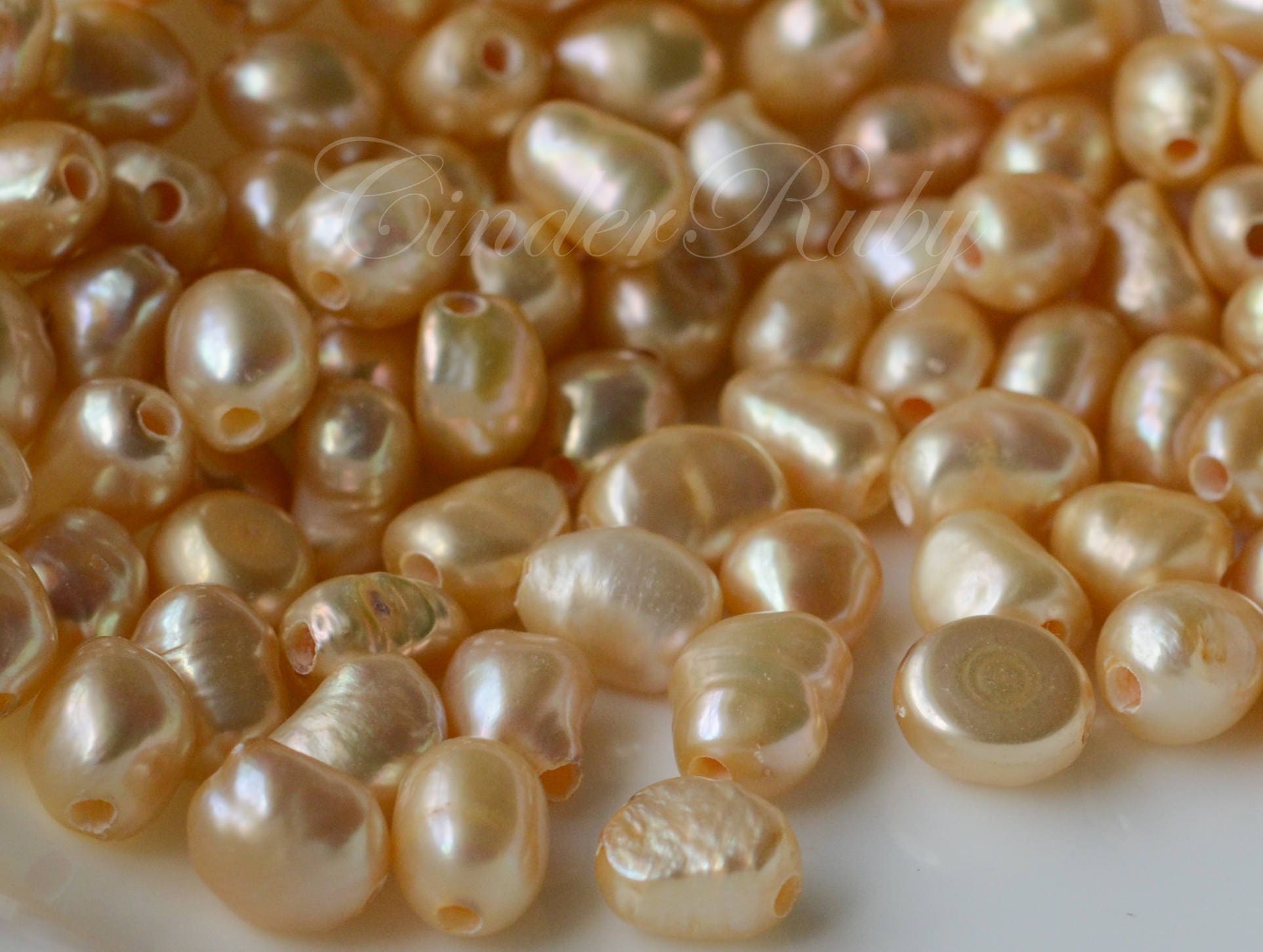 Champagne Nugget Freshwater Pearls Yellowish-Orange Large | Etsy