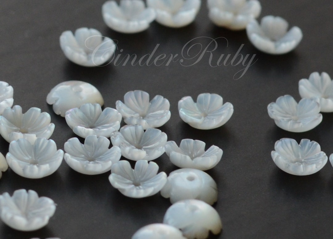 Carved MOP Flower Beads,exquisite White Shell Flower Blossom,white 5 ...