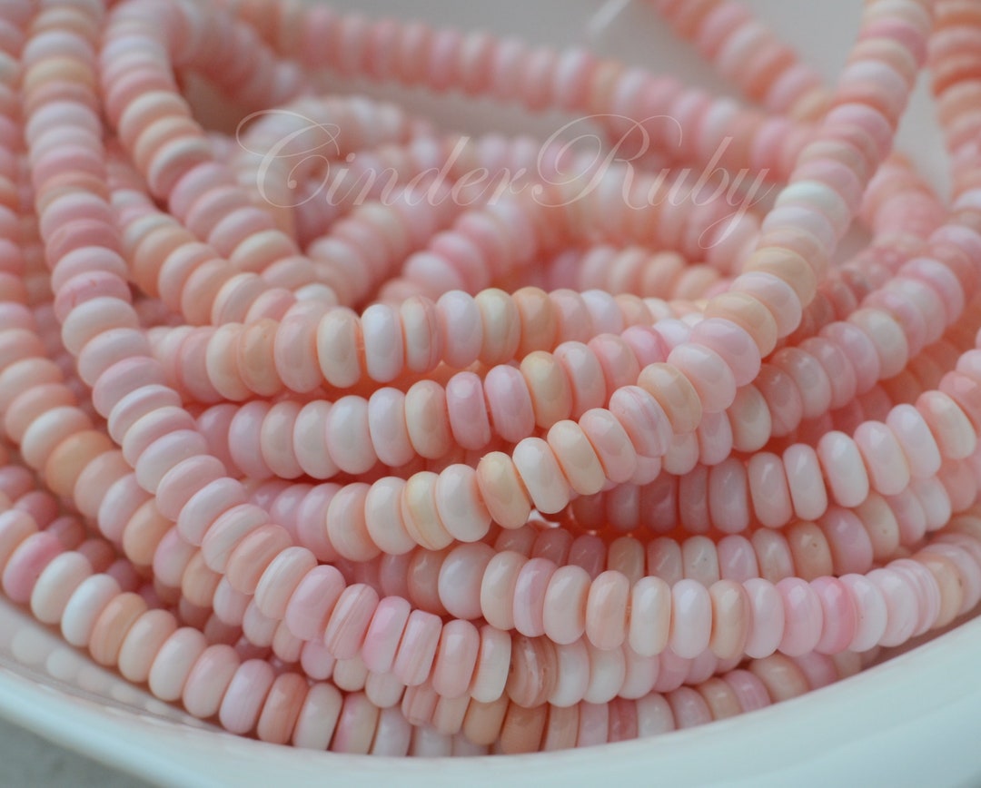 6 Mm Queen Conch Crow Roller Beads, Natural Pink Conch Shell Pony Beads ...