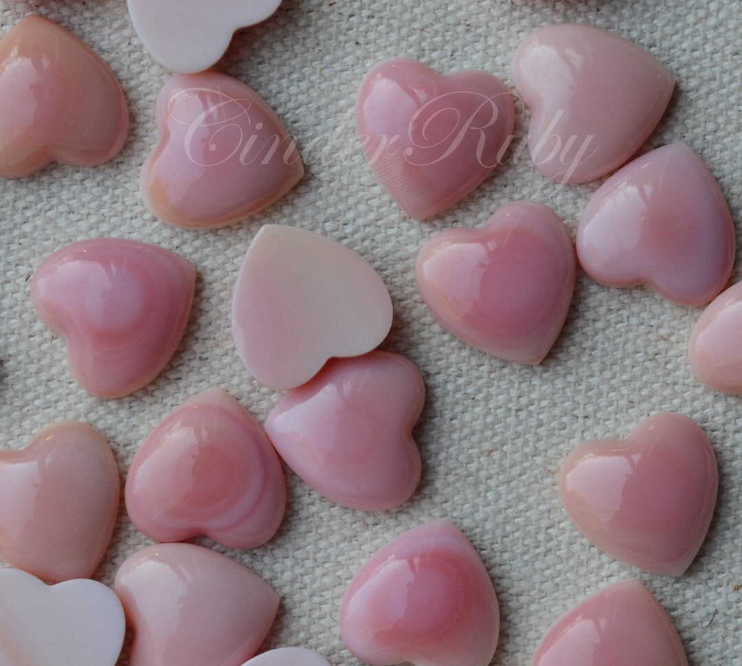 14 Mm Pink Conch Heart Cabochons - Etsy