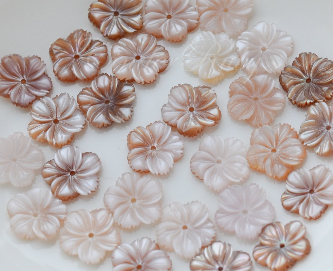 Exquisite Natural Pink Shell Flower Beads,12 Mm Brown Five Petal ...