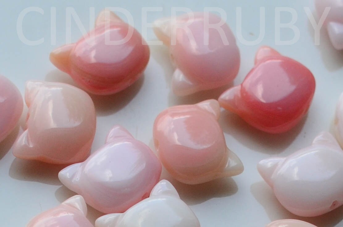 Natural Pink Conch Shell Cat Head Charms/connectorsdelicate - Etsy