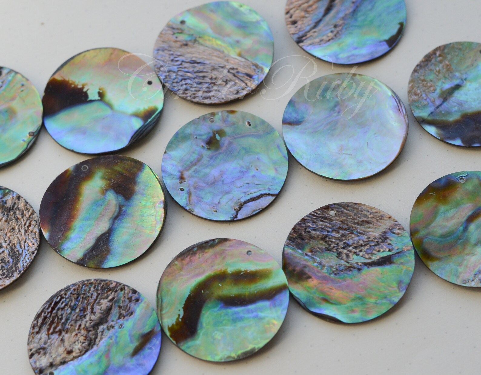 30 Mm Abalone Shell Round Pendants Green Hue Abalone Coin - Etsy