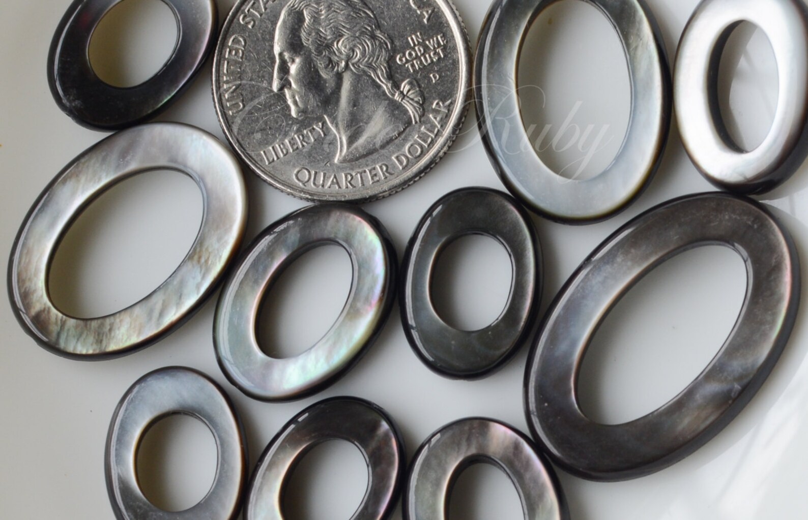 Black Shell Oval Loopsblack MOP Oval Donutsfull Drilled - Etsy