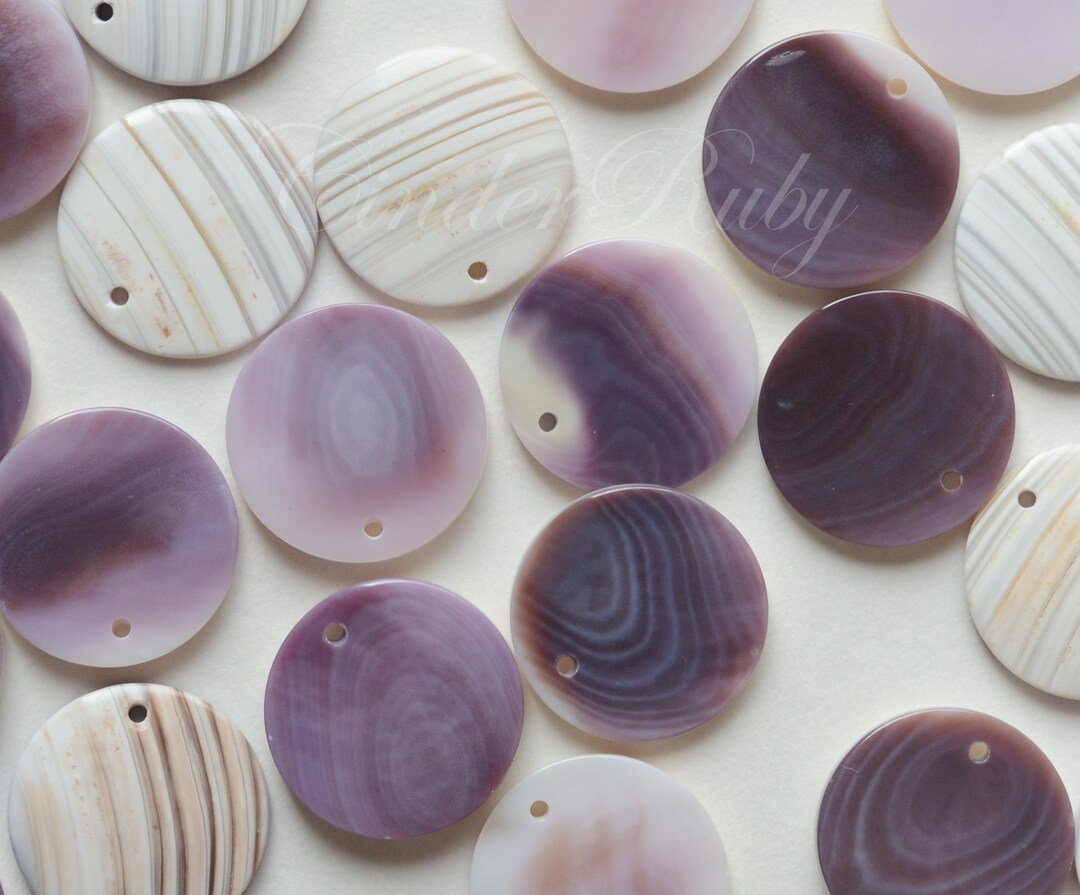 18 Mm Purple Shell Circle Pendants, Wampum Quahog Shell Disc - Etsy