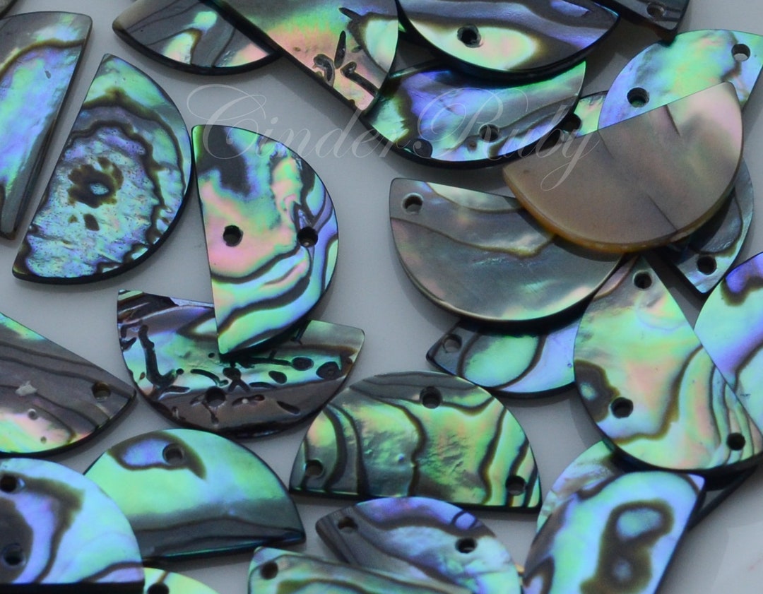 15x8 Mm Flat Abalone Semicircle Connectors, Half Moon Geometric Earring ...