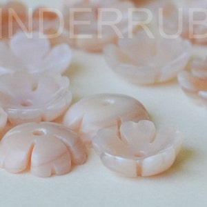 Exquisite Natural Pink Shell Flower Beads,engraved MOP Beads,scallop ...