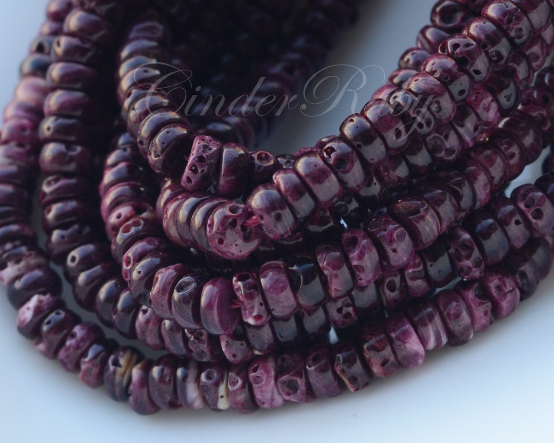 6 Mm Purple Spiny Oyster Button Beads, Purple MOP Heishi Beads, Purple ...