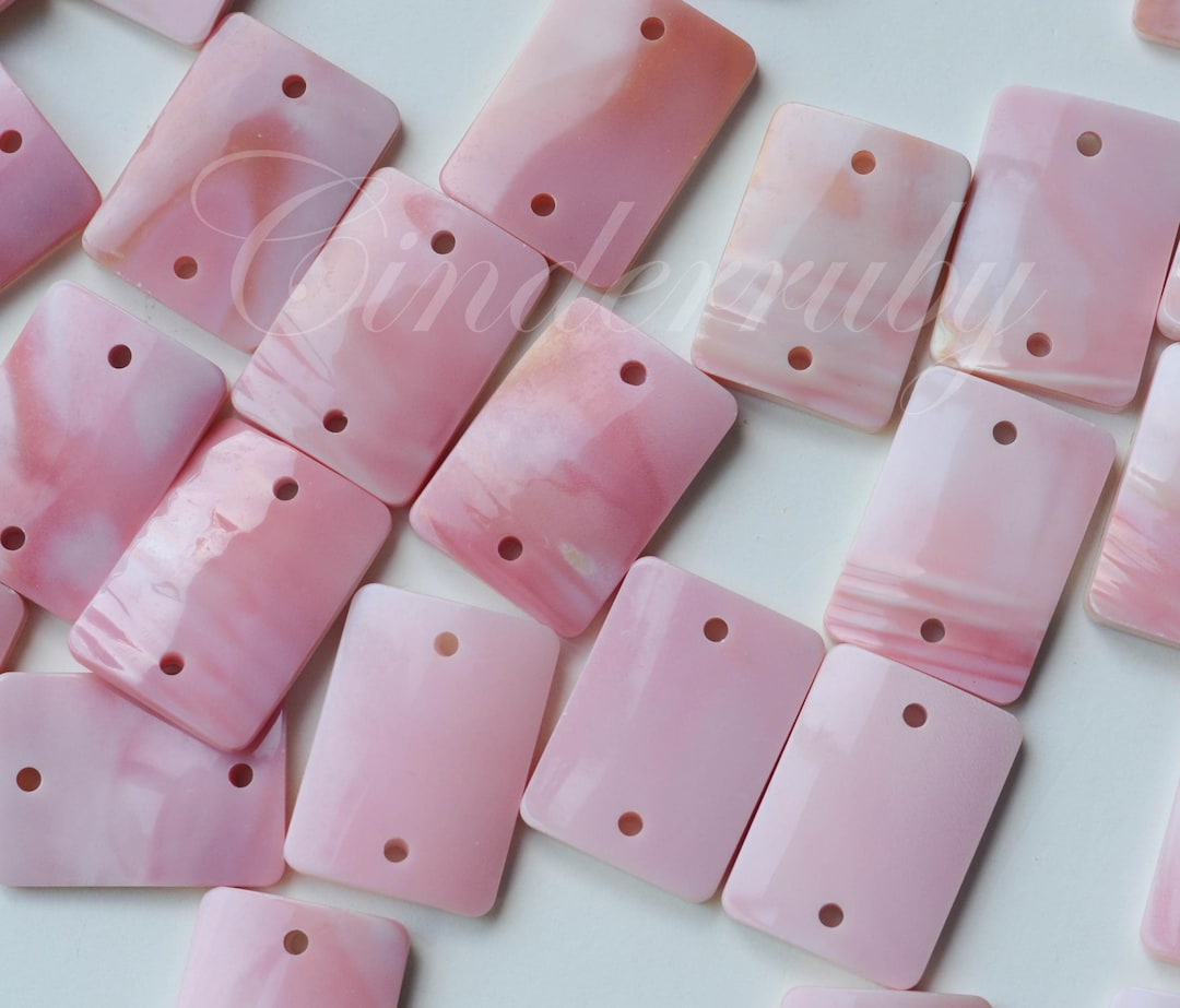 Pink Conch Rectangle Connectors With 2 Mm Holes, 18*25 Mm Curved ...
