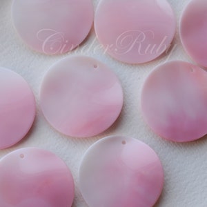 40 Mm Conch Shell Disc, Pink MOP Circle Pendant, Pink Mother of Pearl ...
