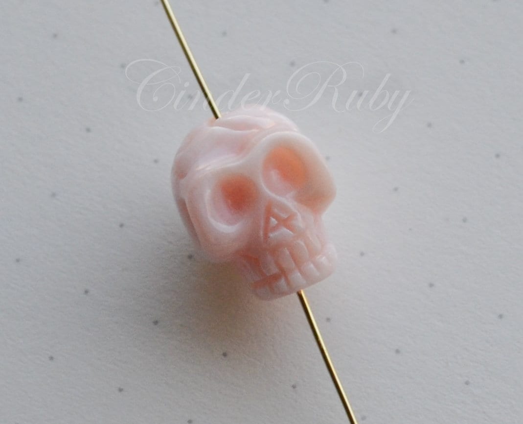 Pink Queen Conch Shell Hand Carved Skull Connector Beadspink | Etsy