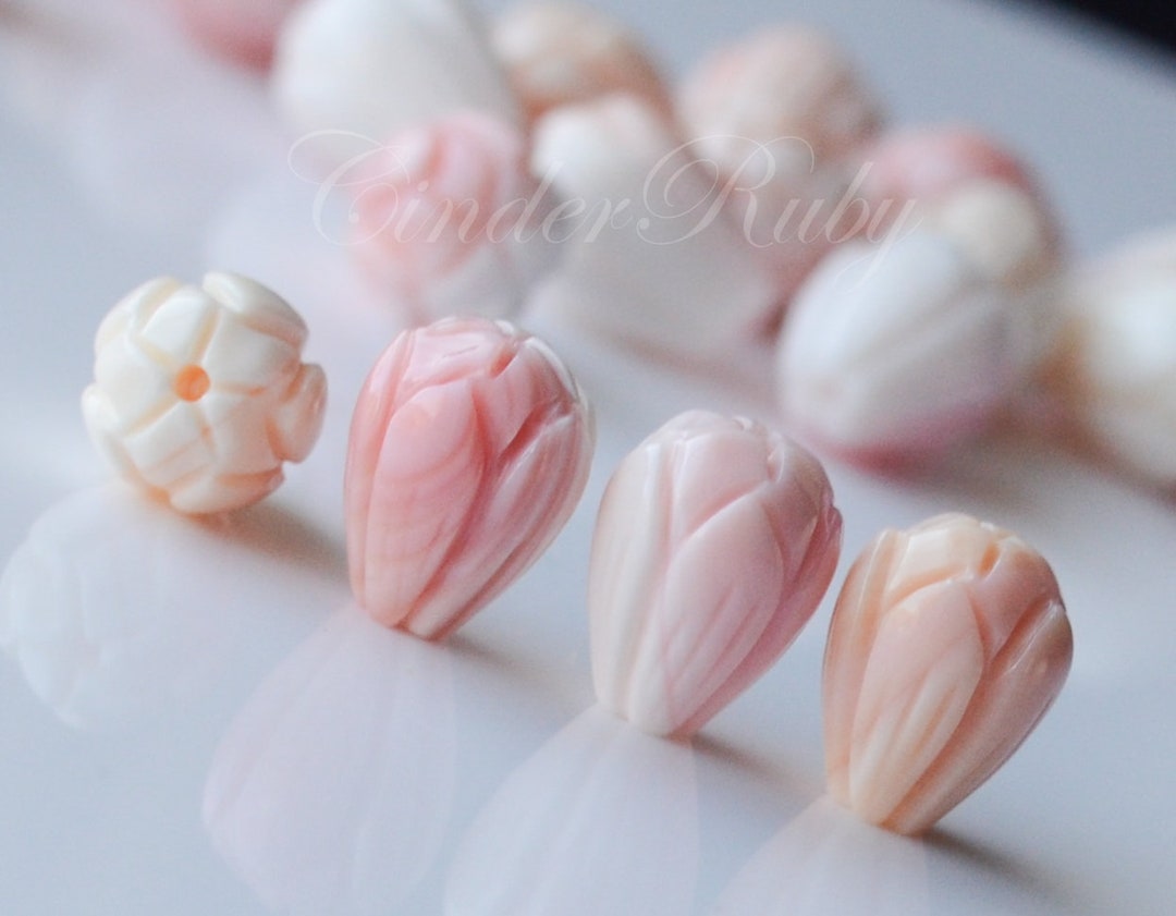 Conch Shell Tulips, Vintage Style Tulip Beads,natural Pink MOP Flowers ...