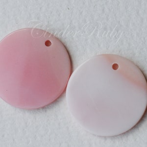 25 Mm Conch Shell Disc, Pink MOP Circle Pendant, Pink Mother of Pearl ...