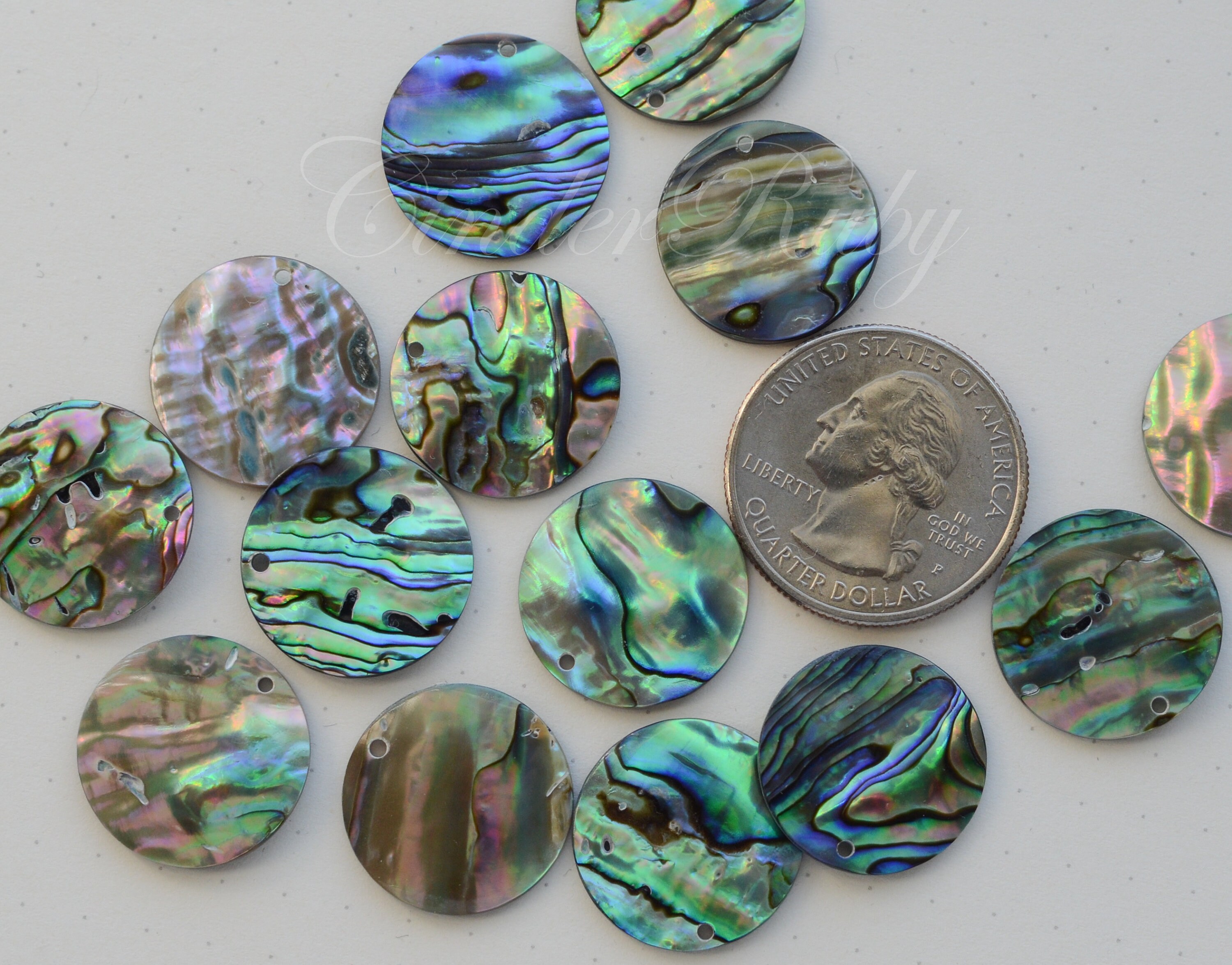 18 Mm Abalone Shell Round Pendants Green Hue Abalone Coin | Etsy