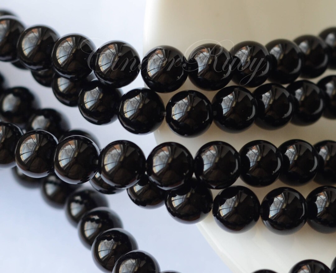Round Black Agate Beads 4mm/6mm/8mm Black Round Gemstone - Etsy