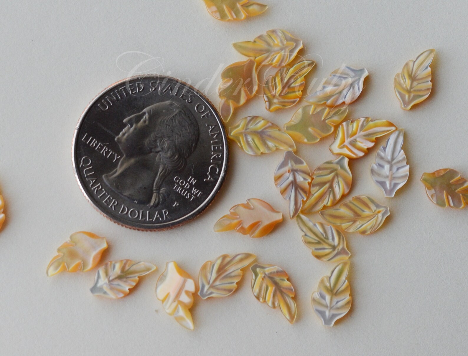 Mini Tiny Golden Shell Leaf Charms Yellow Shell Hand Carved - Etsy