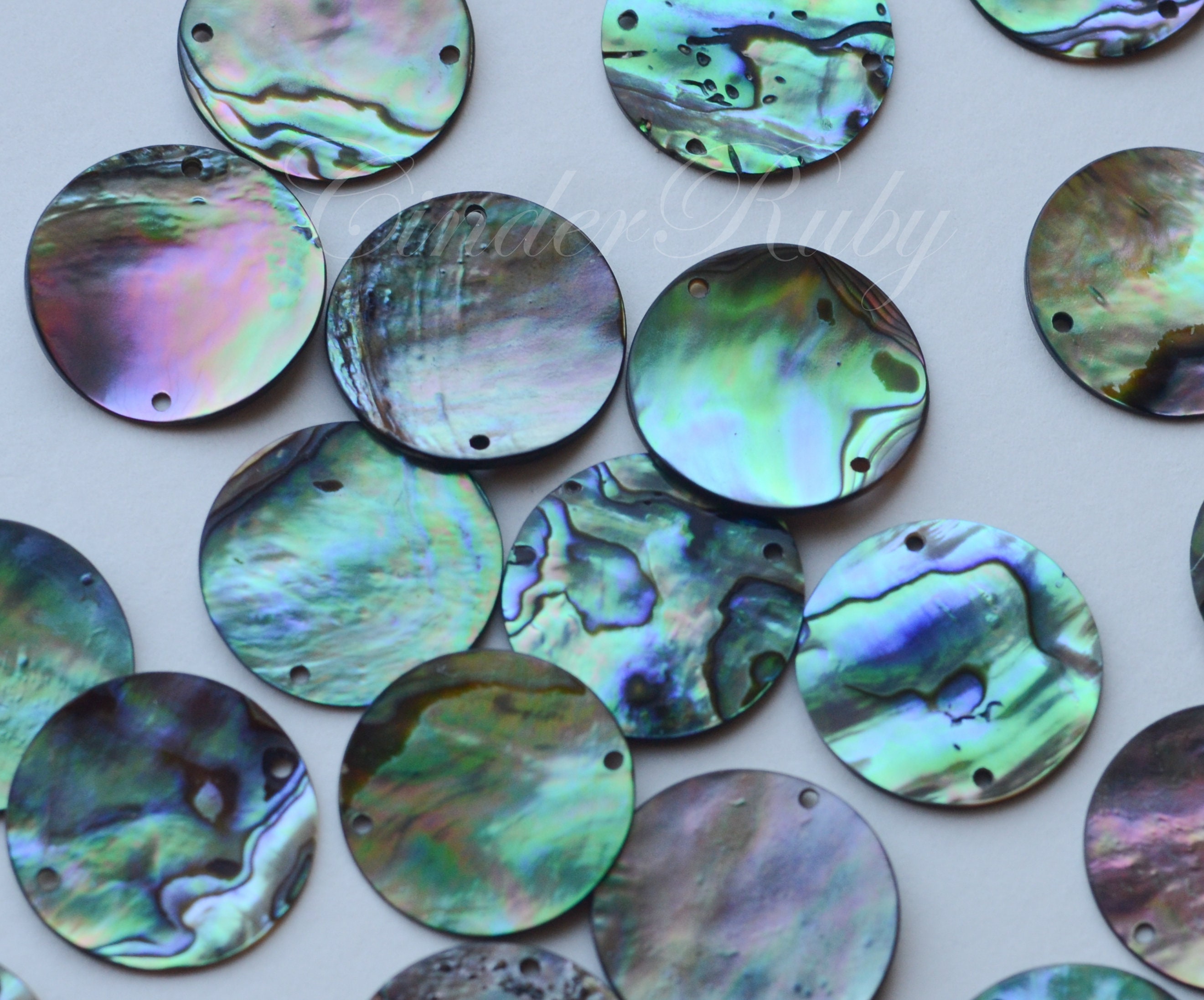 20 Mm Abalone Shell Round Pendants Green Hue Abalone Coin | Etsy