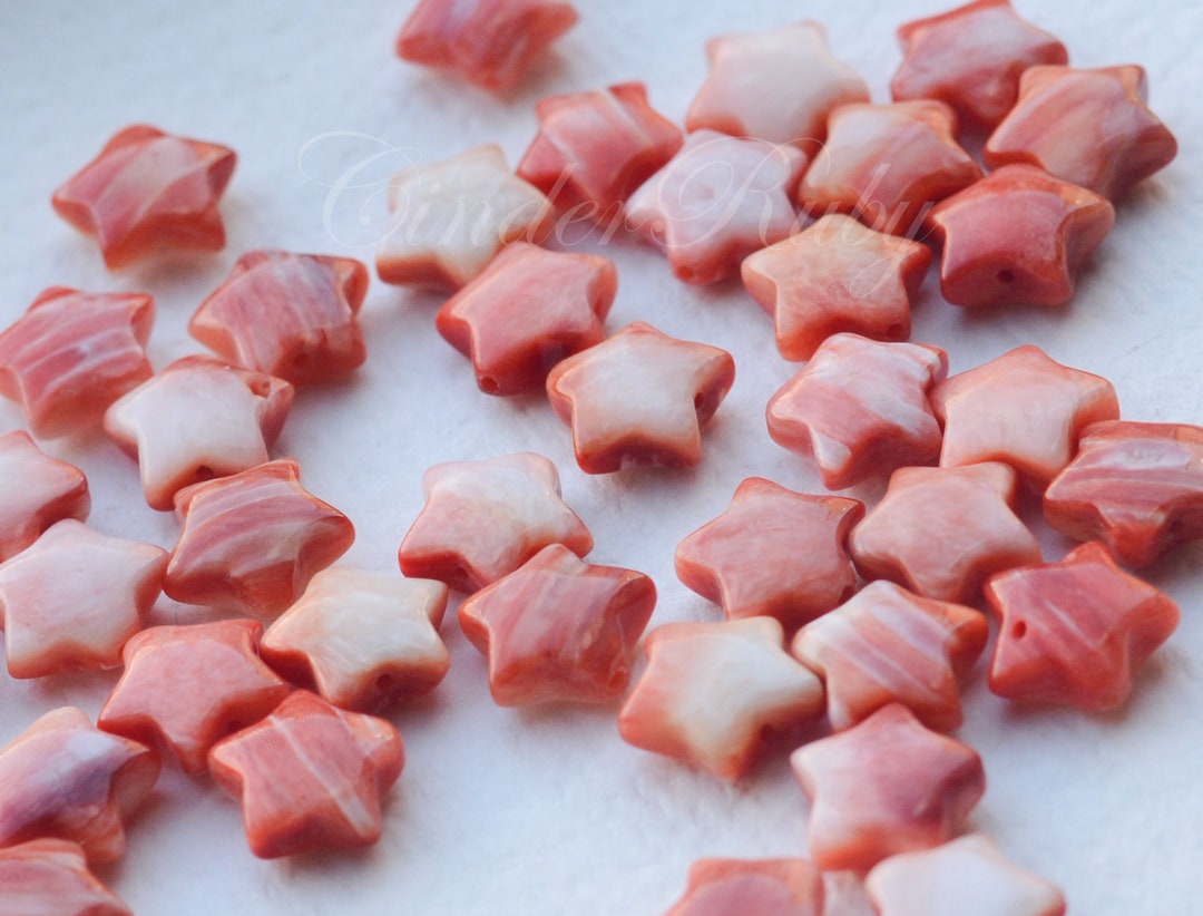 10 Mm Spiny Oyster Stars,red Star Puffs With White Stripes,untreated ...