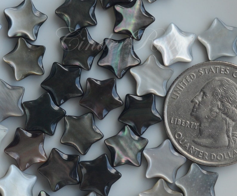 Black Shell Stars8/10 Mm Black MOP Star Puffs | Etsy