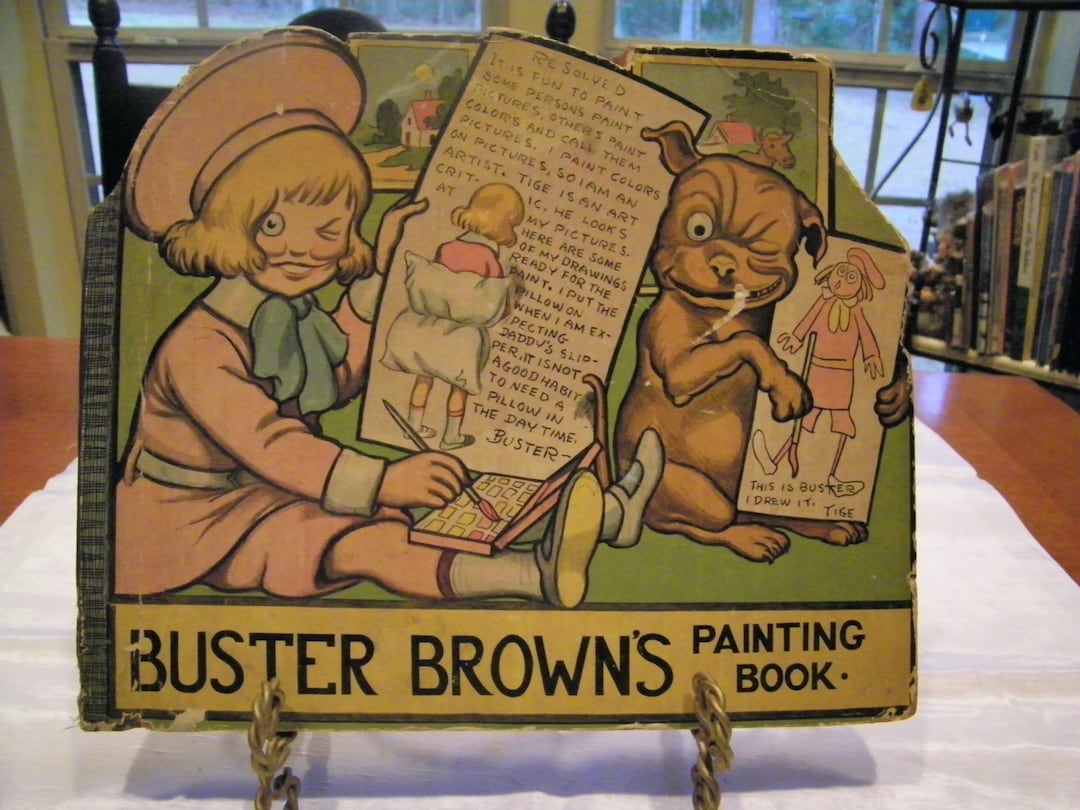 Antique Book - Buster Brown's Painting Book - 1916 - Partially Used - Etsy