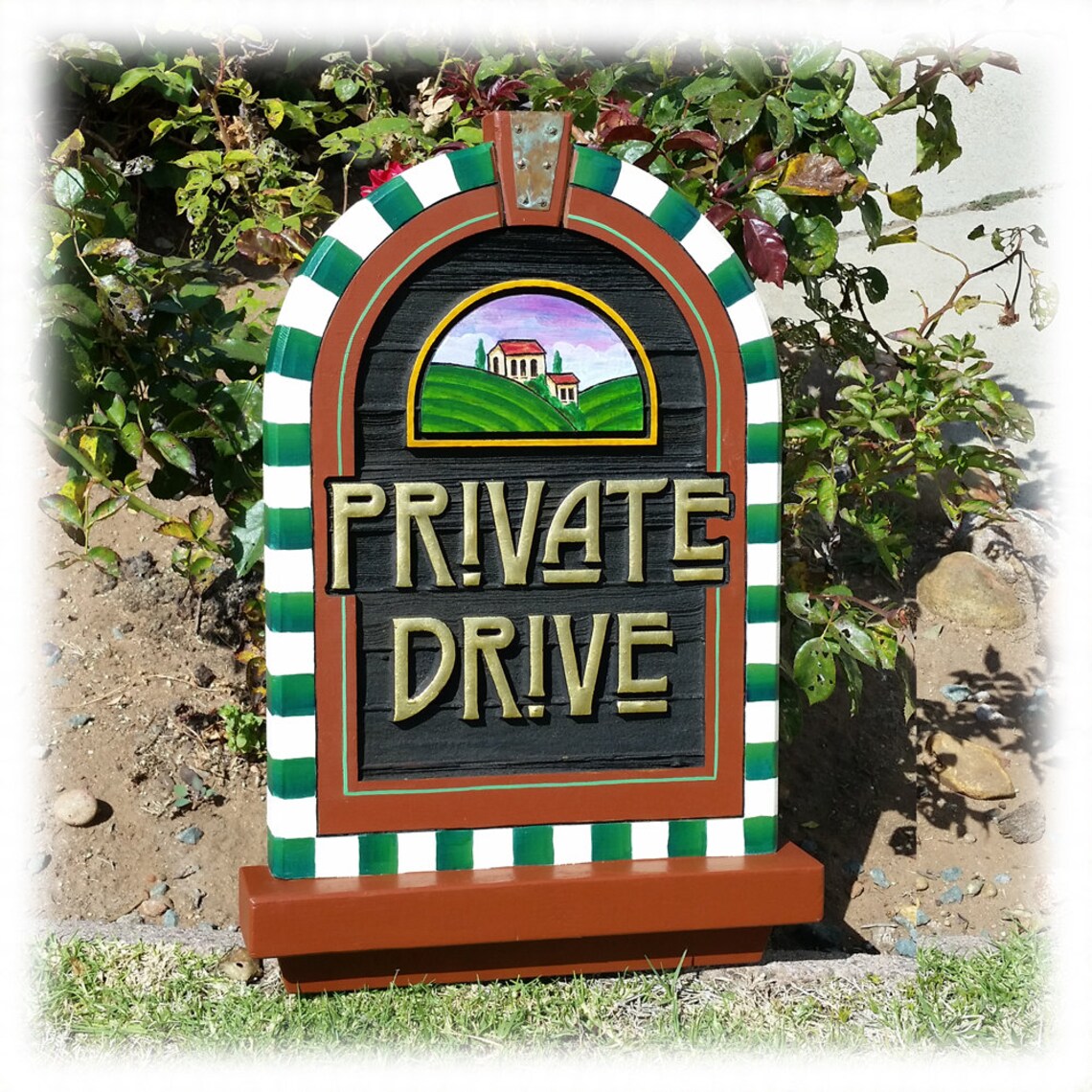 Private Drive Sign 22k Gold Leaf Sand Carved - Etsy
