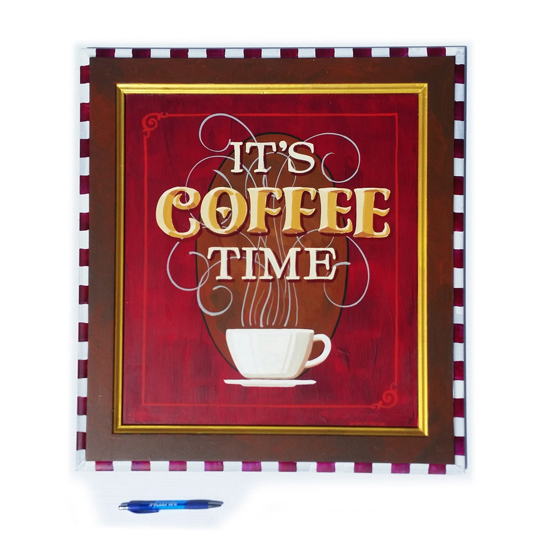 Coffee Time Sign Vintage Style Handpainted Wood - Etsy