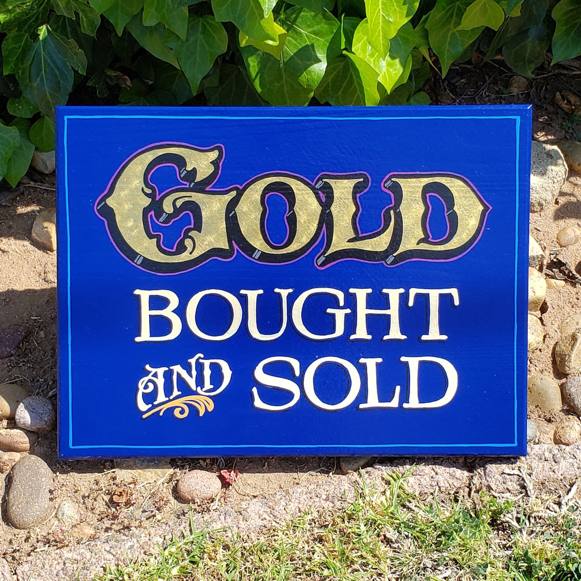 Gold Bought and Sold sign handpainted gilded 23K gold leaf | Etsy