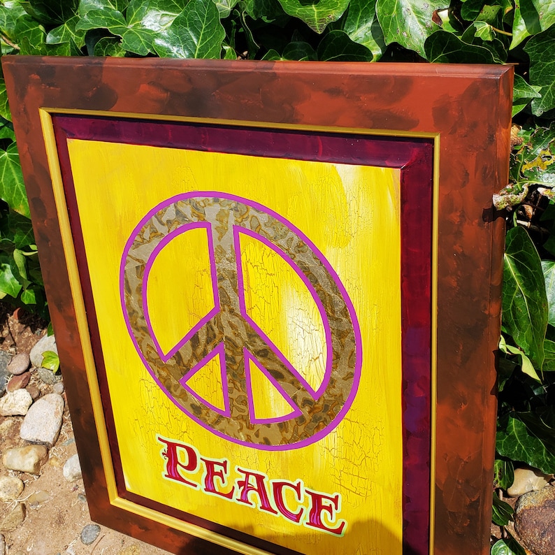Peace Symbol Peace Sign Wall Art Psychedelic Hand Painted - Etsy