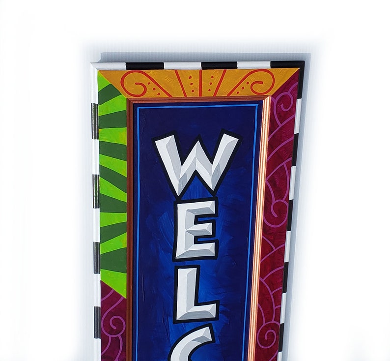 Welcome Sign Whimsical Hand Painted Original - Etsy