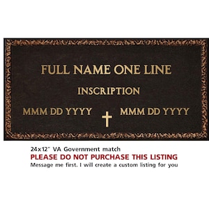 Veterans Cemetery Grave Marker Bronze VA Government Match 24x12" - Etsy