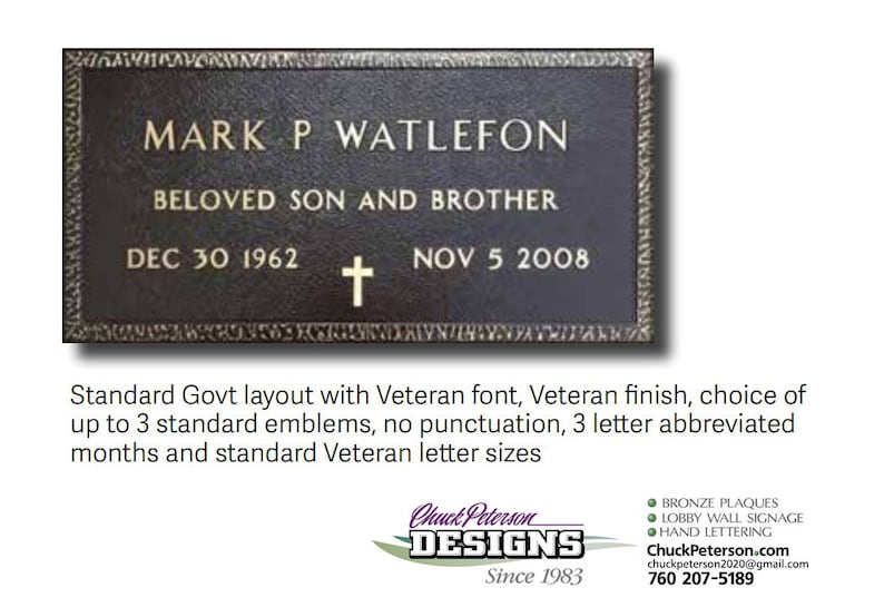 Veterans Cemetery Grave Marker Bronze VA Government Match 24x12" - Etsy
